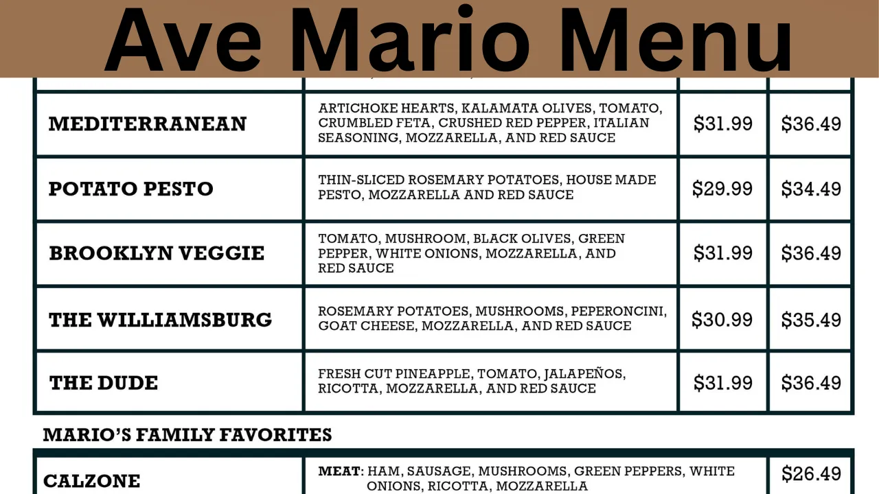 Ave Mario Menu A Delightful Italian Dining Experience